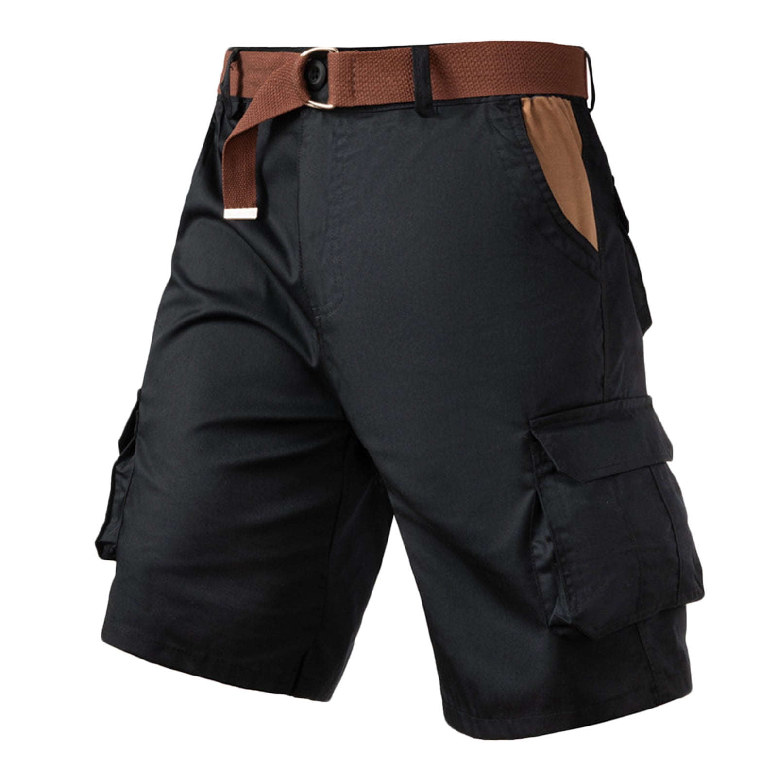 Black Mens Pants Work Wild Cargo Pants Shorts for Man Loose Fit Straight Leg Basic Summer Fall ...