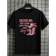 Black Mens Plus Size Graphic T-Shirt With Pink Cowboy Boots Design And ...