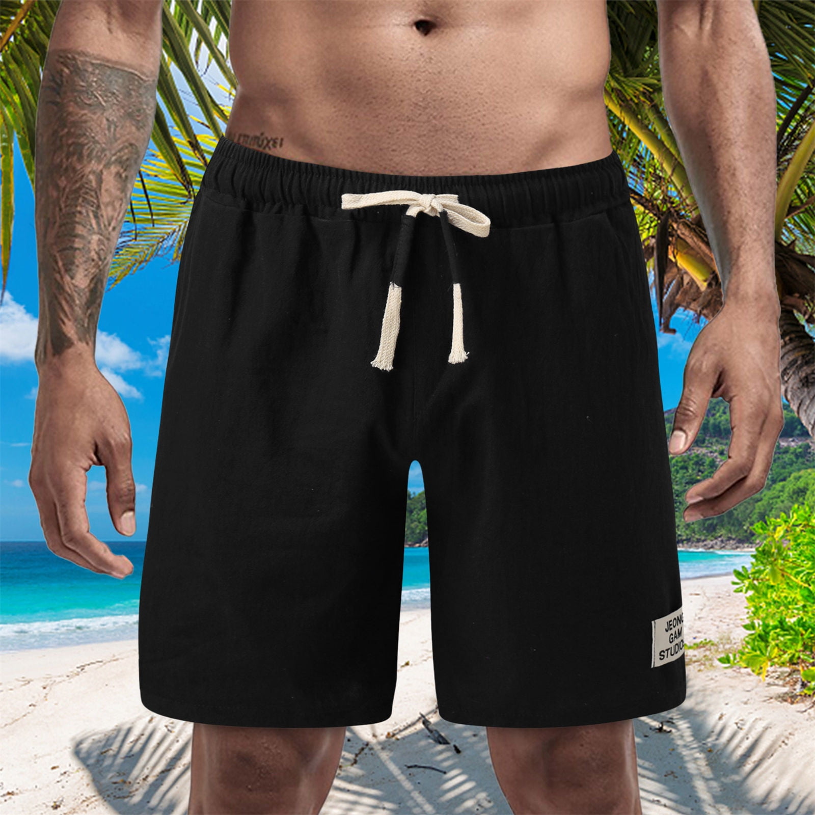 Black Mens Shorts 13 Inch Inseam, Cotton Shorts For Men, Athletic ...