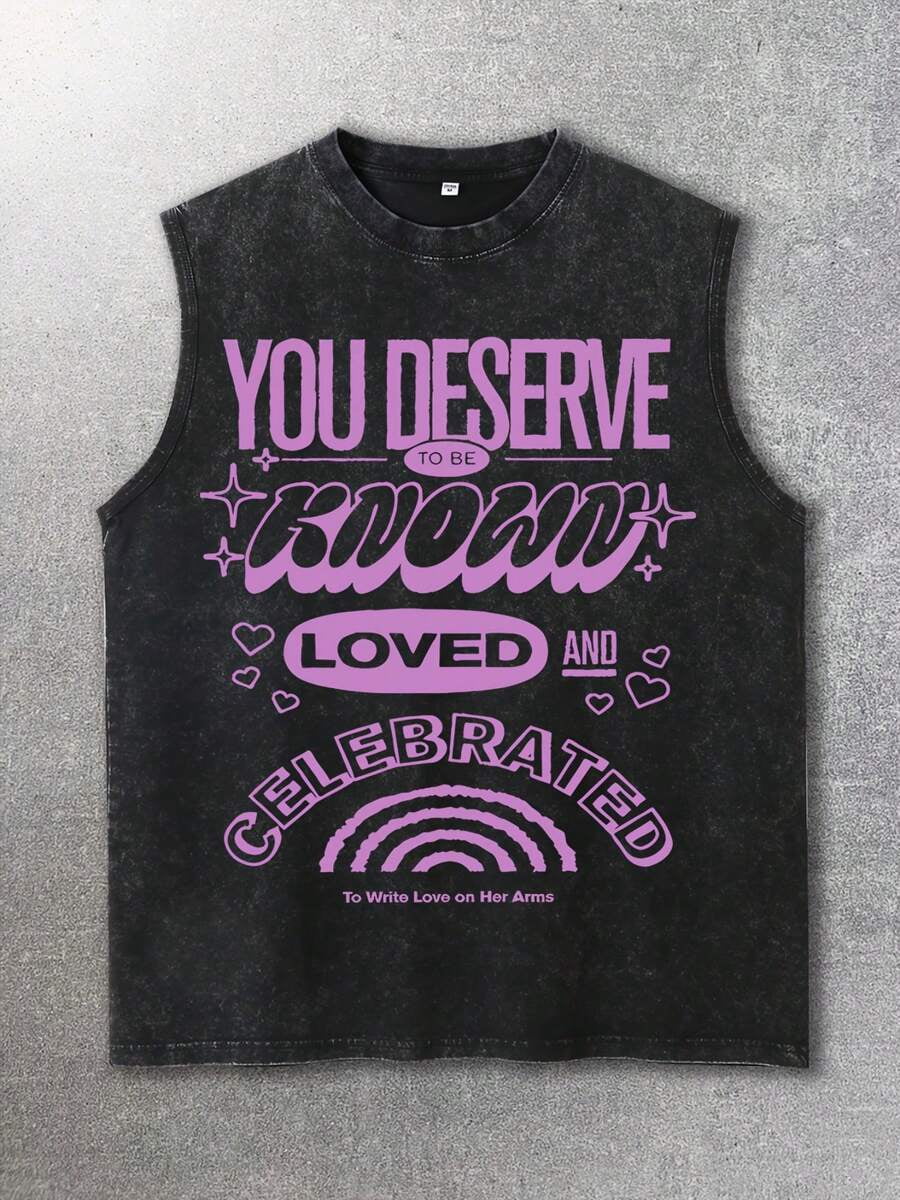 Black Mens Sleeveless Vest With Bold Purple You Deserve To Be Known ...