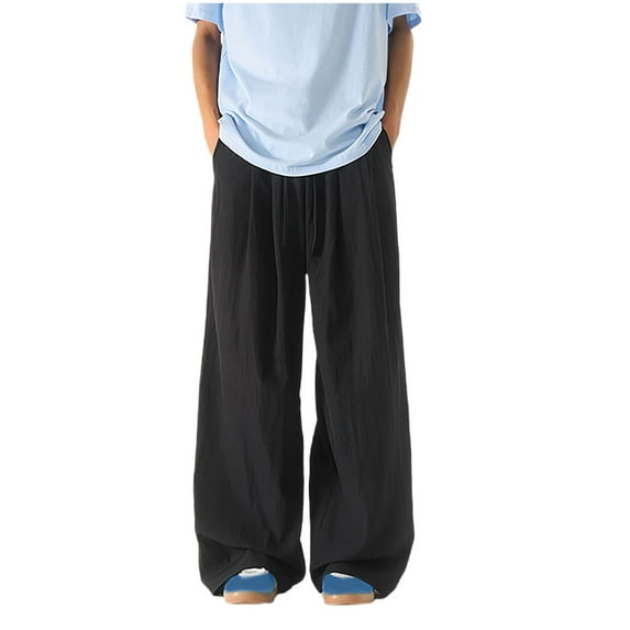 Black Mens Sport Gym Brunch Jogger Pants for Man Pleated Quick Dry ...