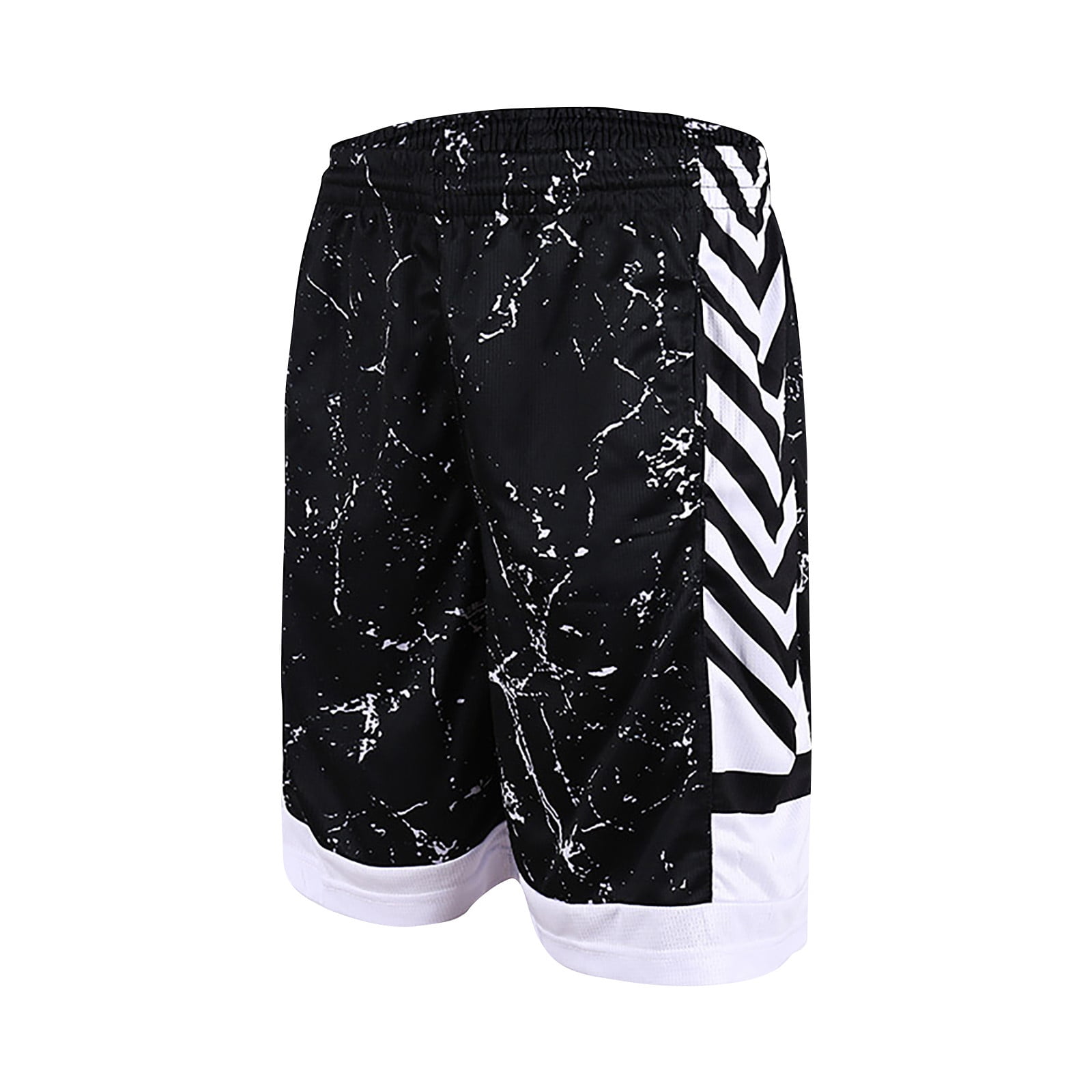 Black Mens Thin Hawaiian Pleated Paperbag Tropical Straight Leg Elastic ...