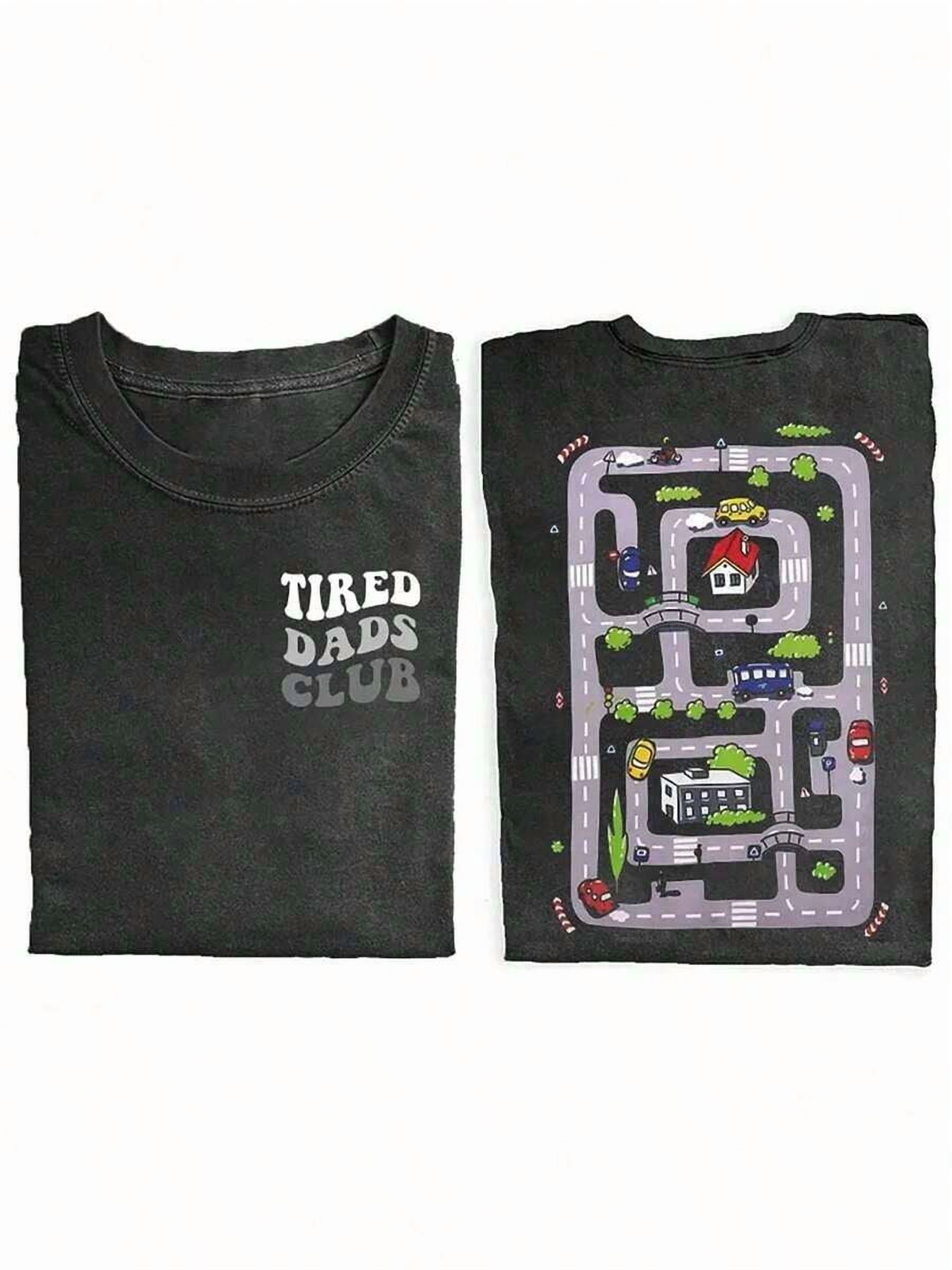 Black Mens Tired Dad Club Graphic T-Shirt Double-Sided Print Retro ...