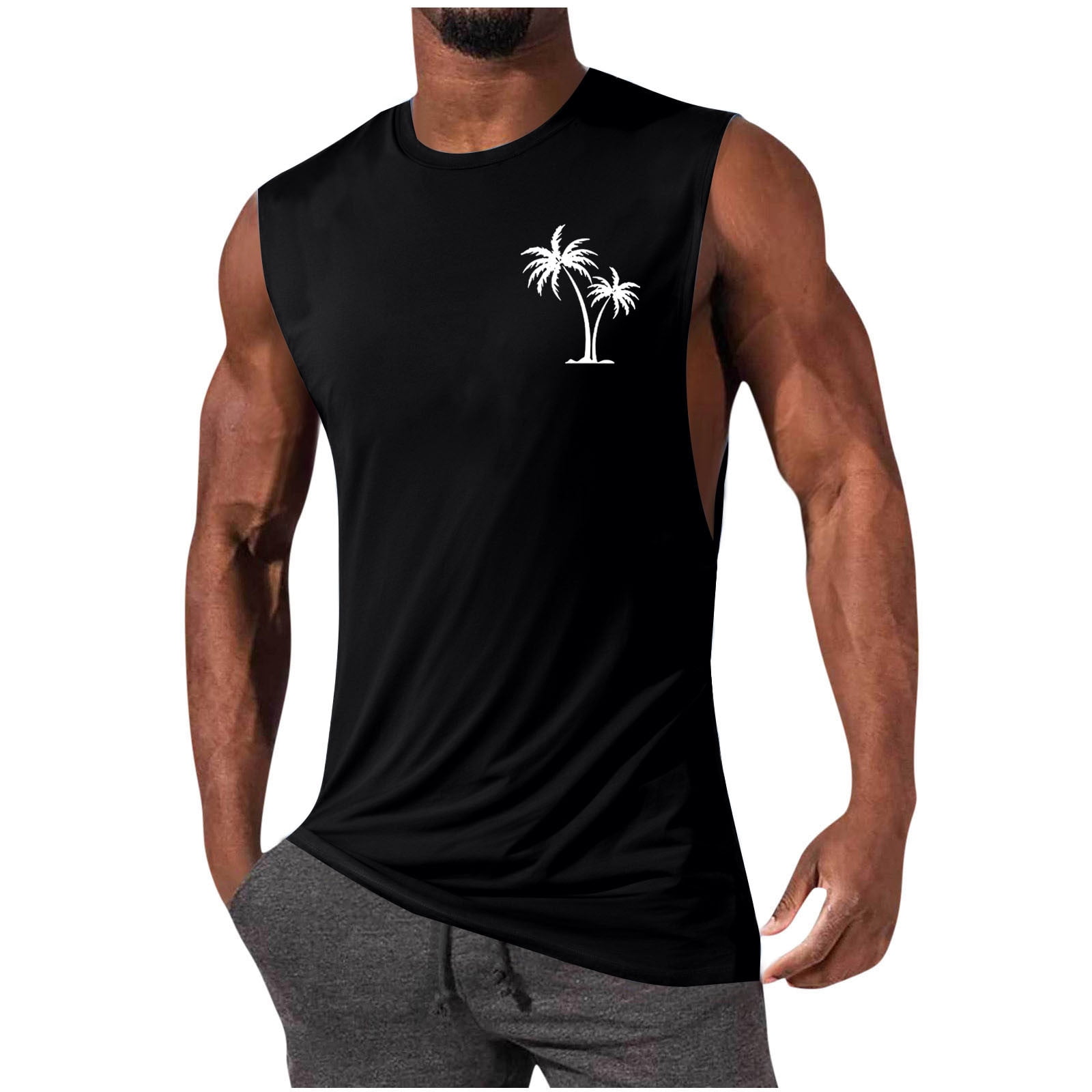 Black Mens Track Athletic Beach Jogger Vests Tops Vest for Mens Boat ...