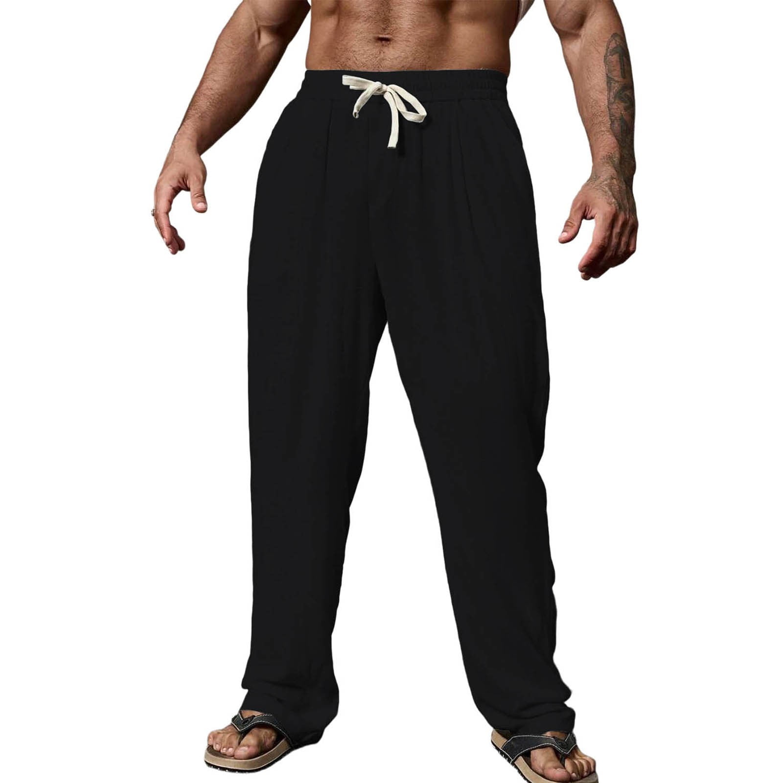 Black Mens Track Athletic Brunch Running Pants for Mens Spandex Loose ...