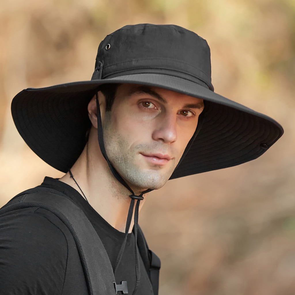 Black Mens Waterproof Outdoor Sun Protection Breathable Fisherman Cap ...