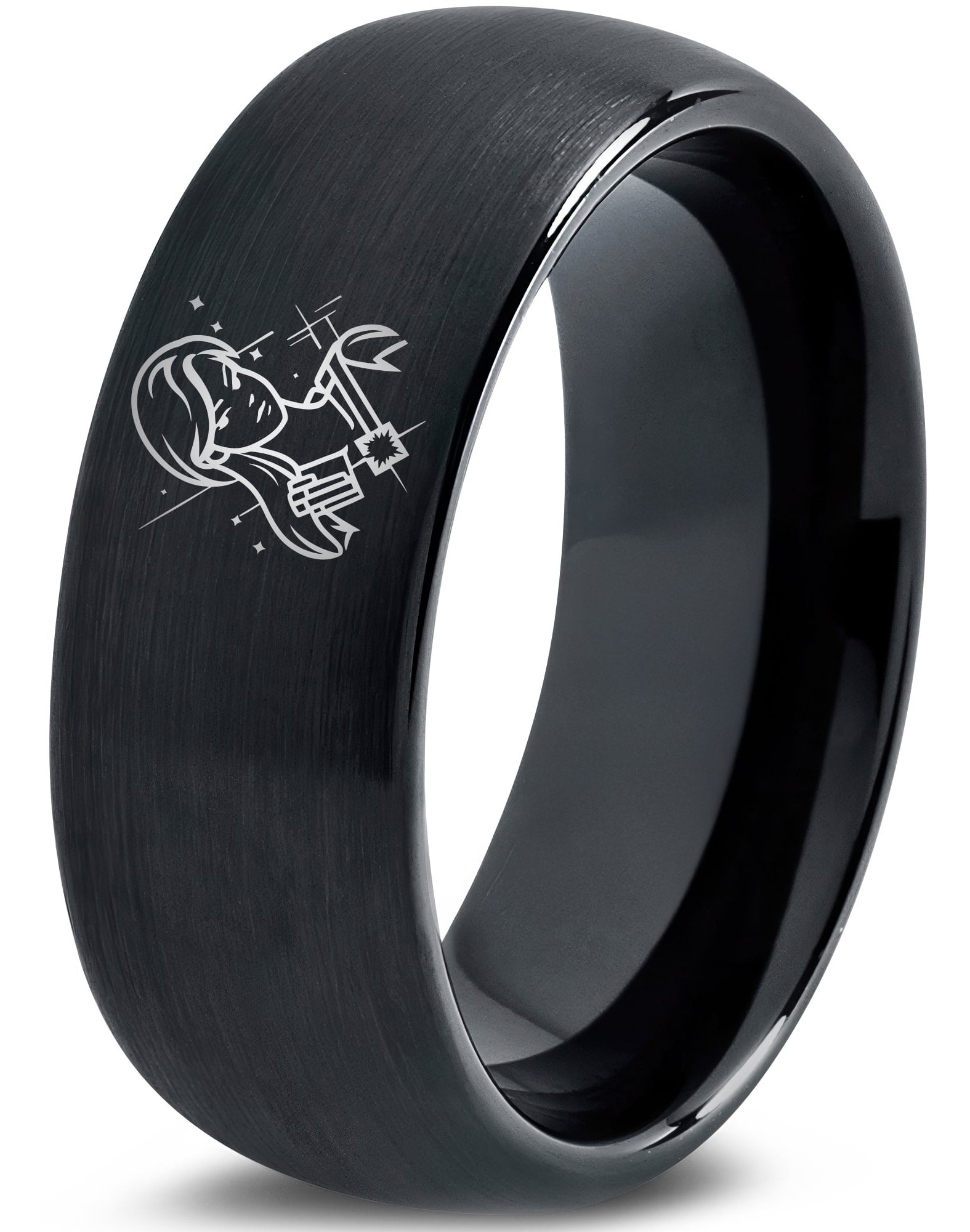 Black Mens Wedding Band Valentines Tungsten Gamer Large Engagement Ring ...