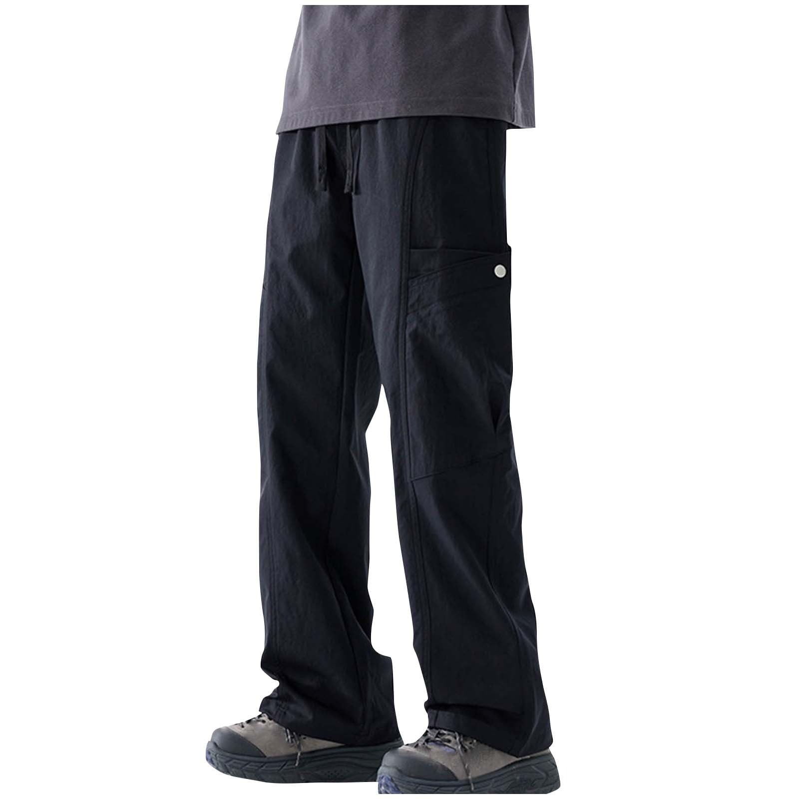 Black Mens Work Wild Cargo Lounge Pants for Mens Loose Fit Pleated ...