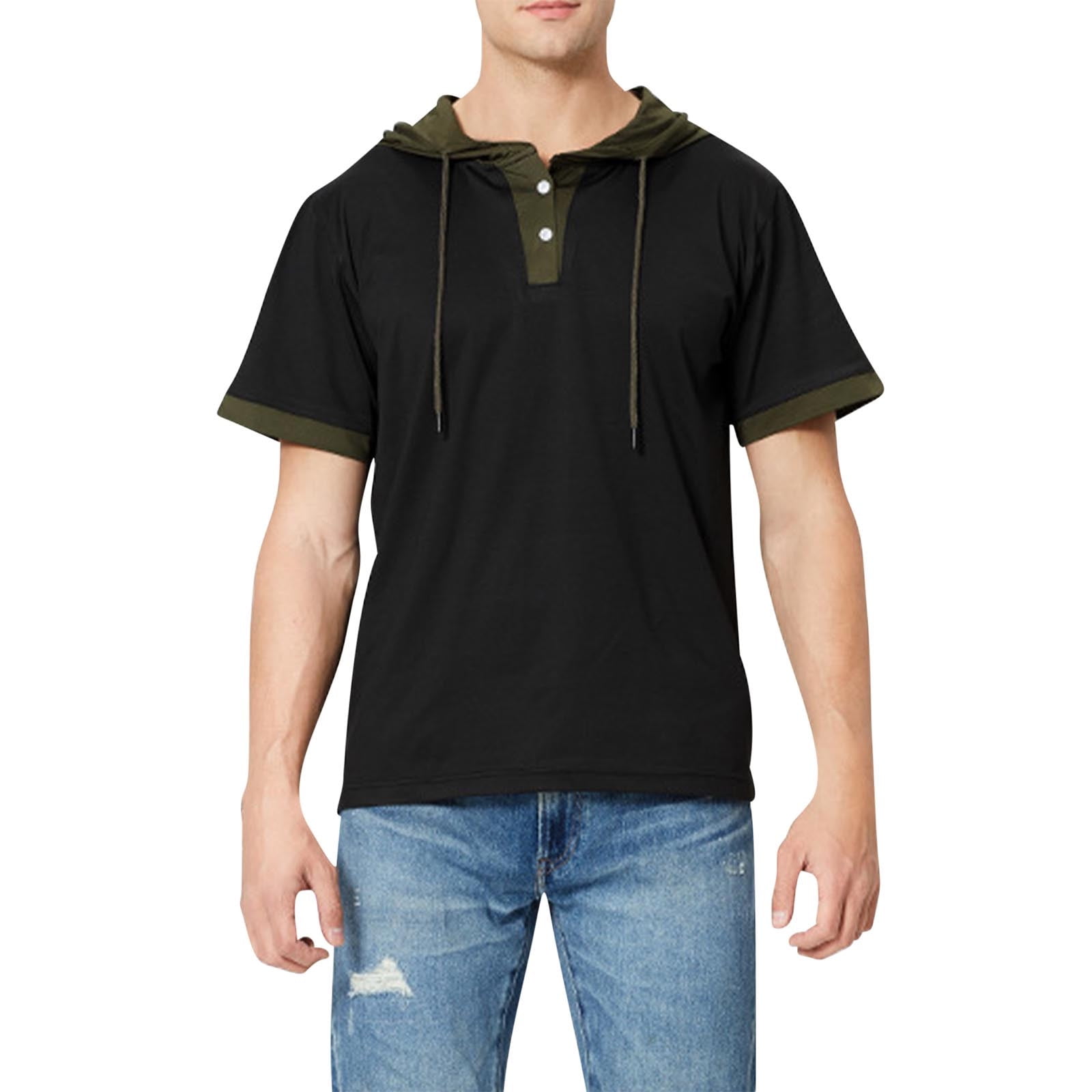 Black Mens with Hood Plain Hoods Coat for Mens Sleeveless Brunch Winter ...