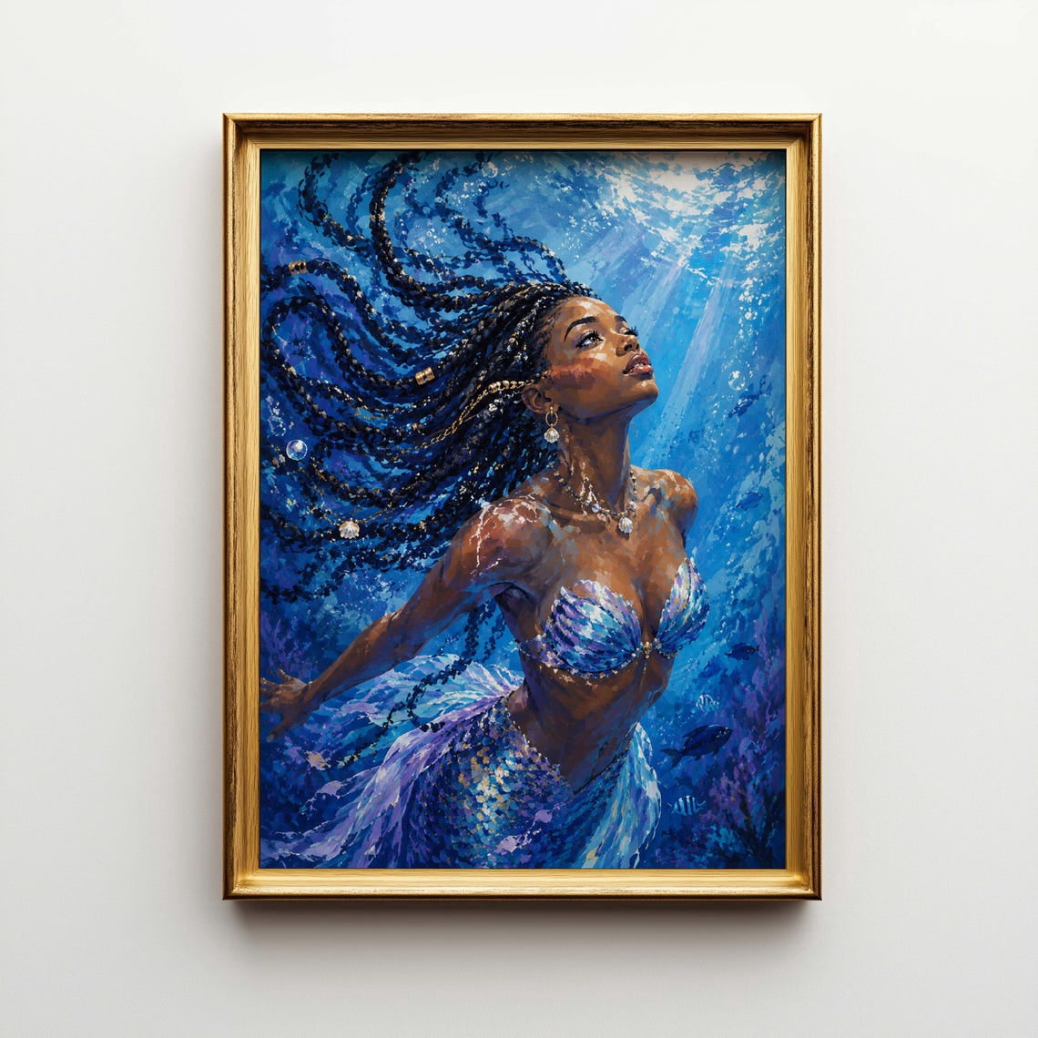 Black Mermaid Fantasy Ocean Bedroom Wall Art Poster Decor Unframed ...
