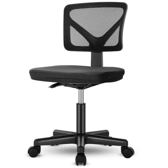Black Mesh Low-Back Armless Office Chair - 17.99 in Height Swivel ...