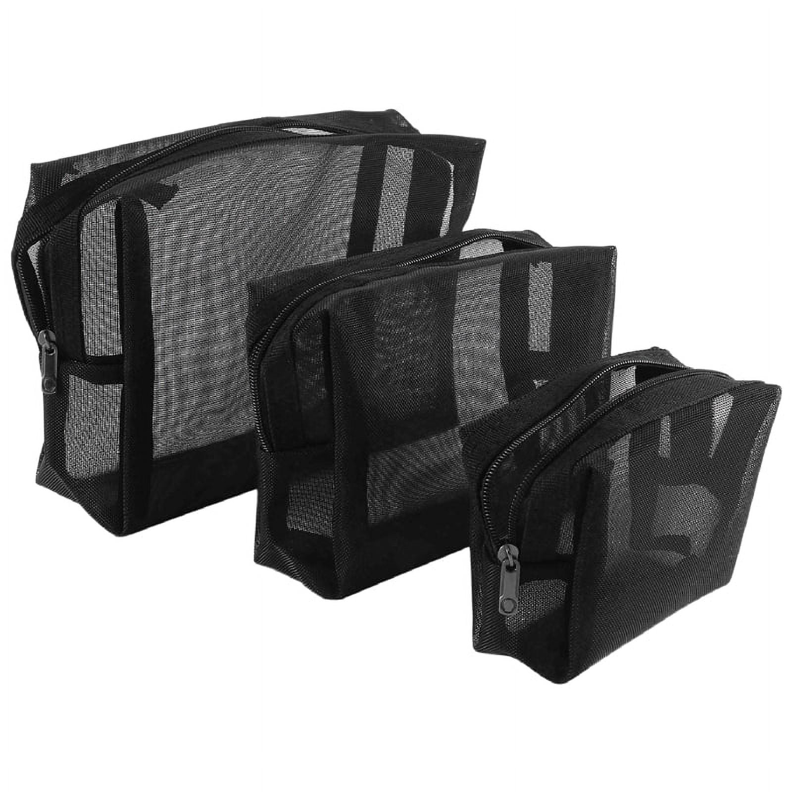 Black Mesh Makeup Bag See Through Zipper Pouch Travel Cosmetic and ...