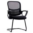 Black Mesh Mid-Back Office Guest Chair With Lumbar Support And Fixed ...