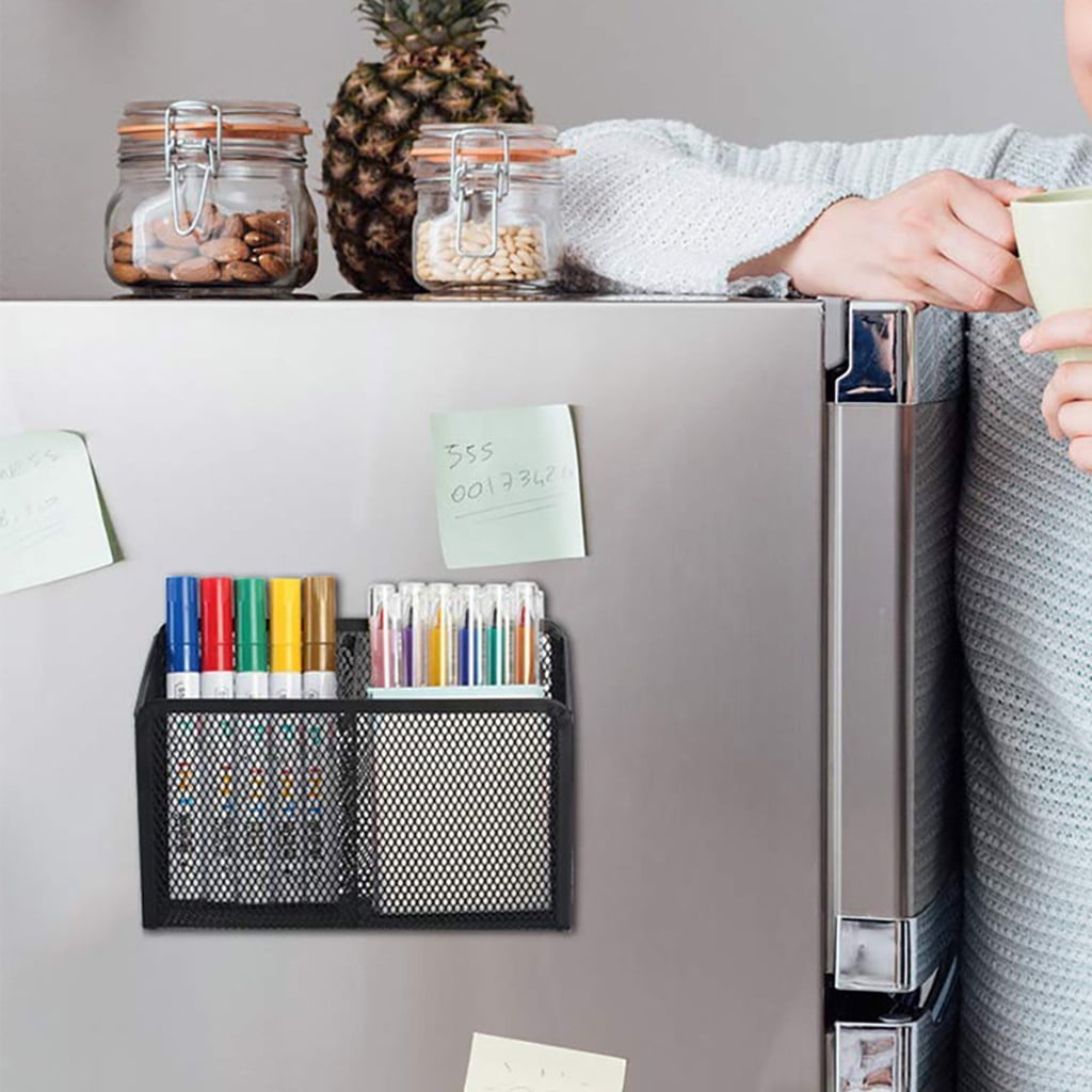 Black Mesh Office Desk Organizer with 2 Compartments & Pull-Out Drawer ...