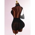Black Mesh Sleeveless Halter Neck Mini Dress With Ruched Bodycon Fit ...