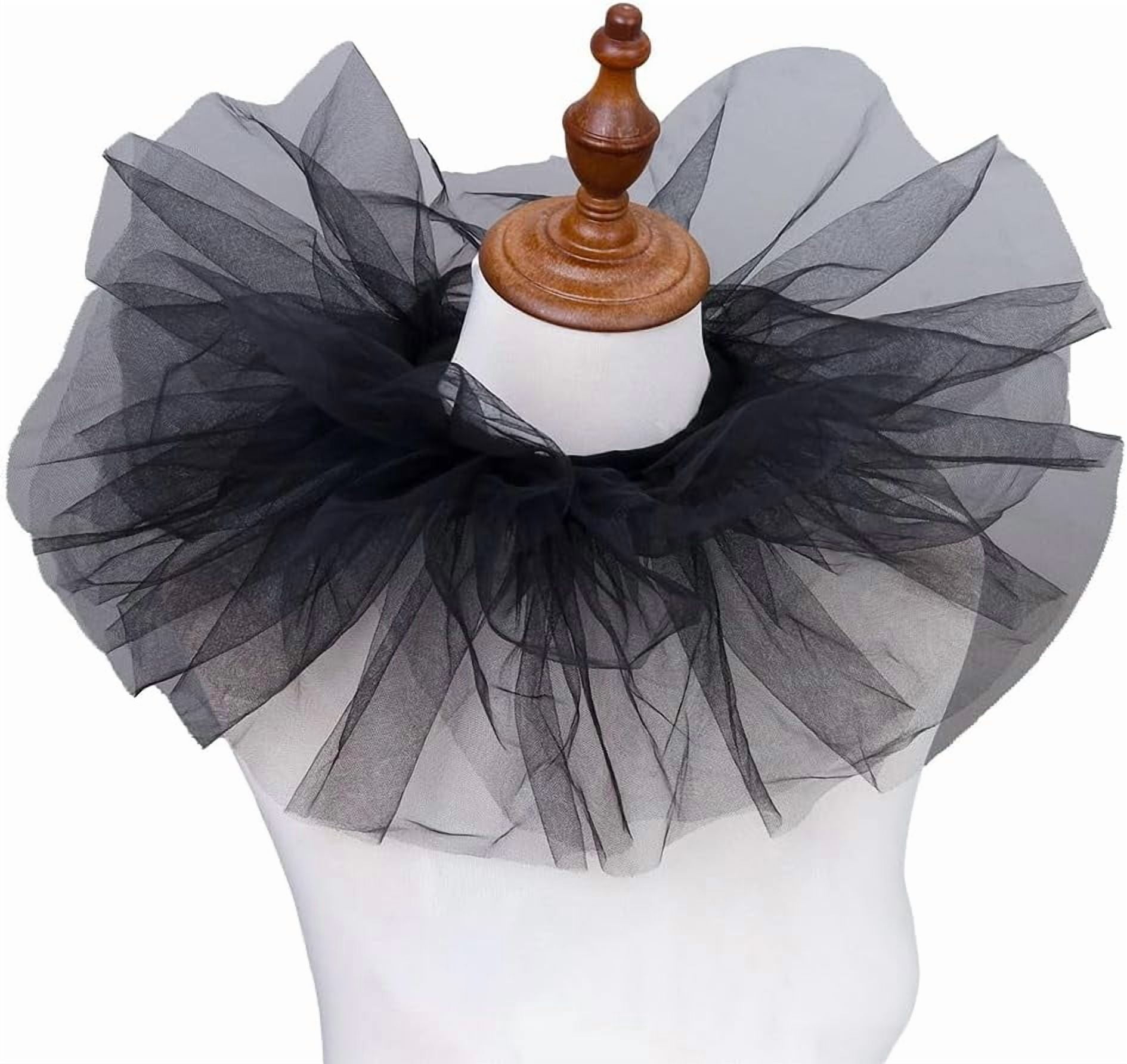 Black Mesh Tulle Ruffled False Collar Retro Victorian Renaissance Ruff ...