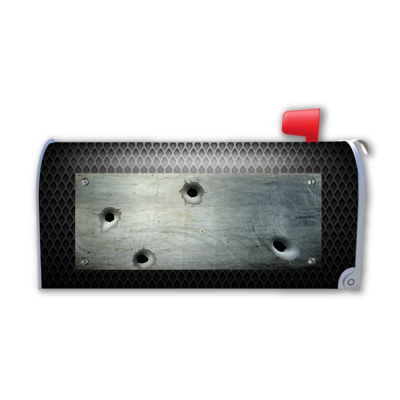 Black Mesh with Bullet Holes Design Large Mailbox Cover Magnet ...