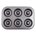 Black Metal 6-Cavity Non-Stick Donut Baking Pan, 26.6x18.5cm, Upgraded ...
