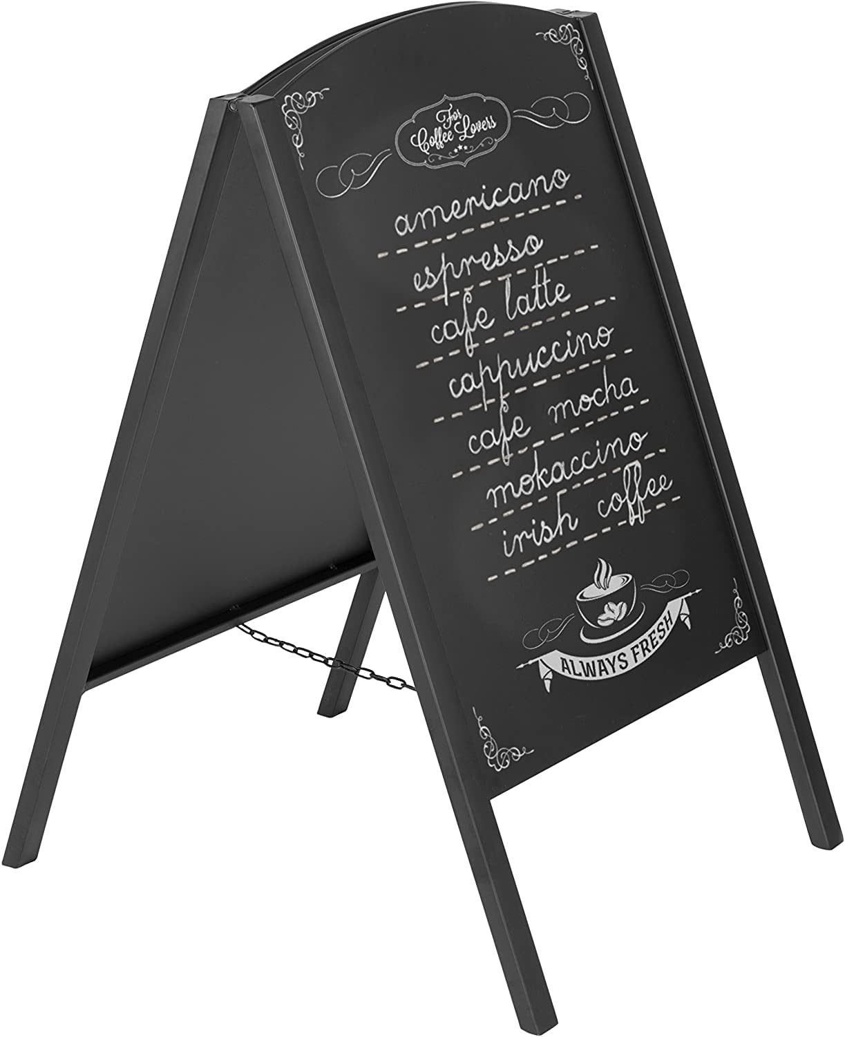Black Metal A-Frame Erasable Chalkboard Sign, Freestanding Foldable ...