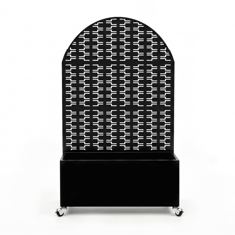 Black Metal Arched Privacy Screen with Built-In Planter Box, 70.87 ...