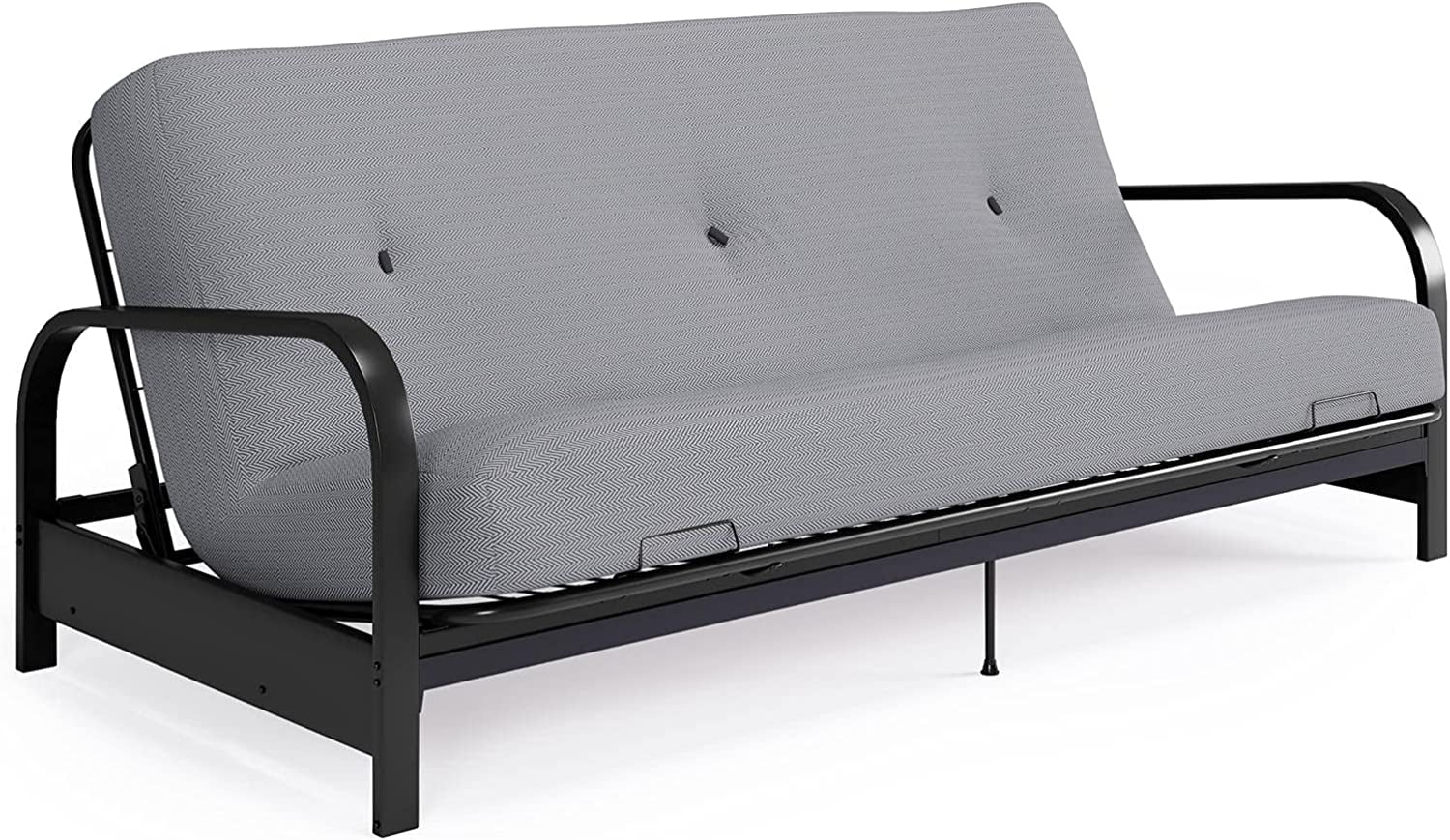 Black Metal Arm Full Size Futon Frame with 6” Thermobonded High Density ...