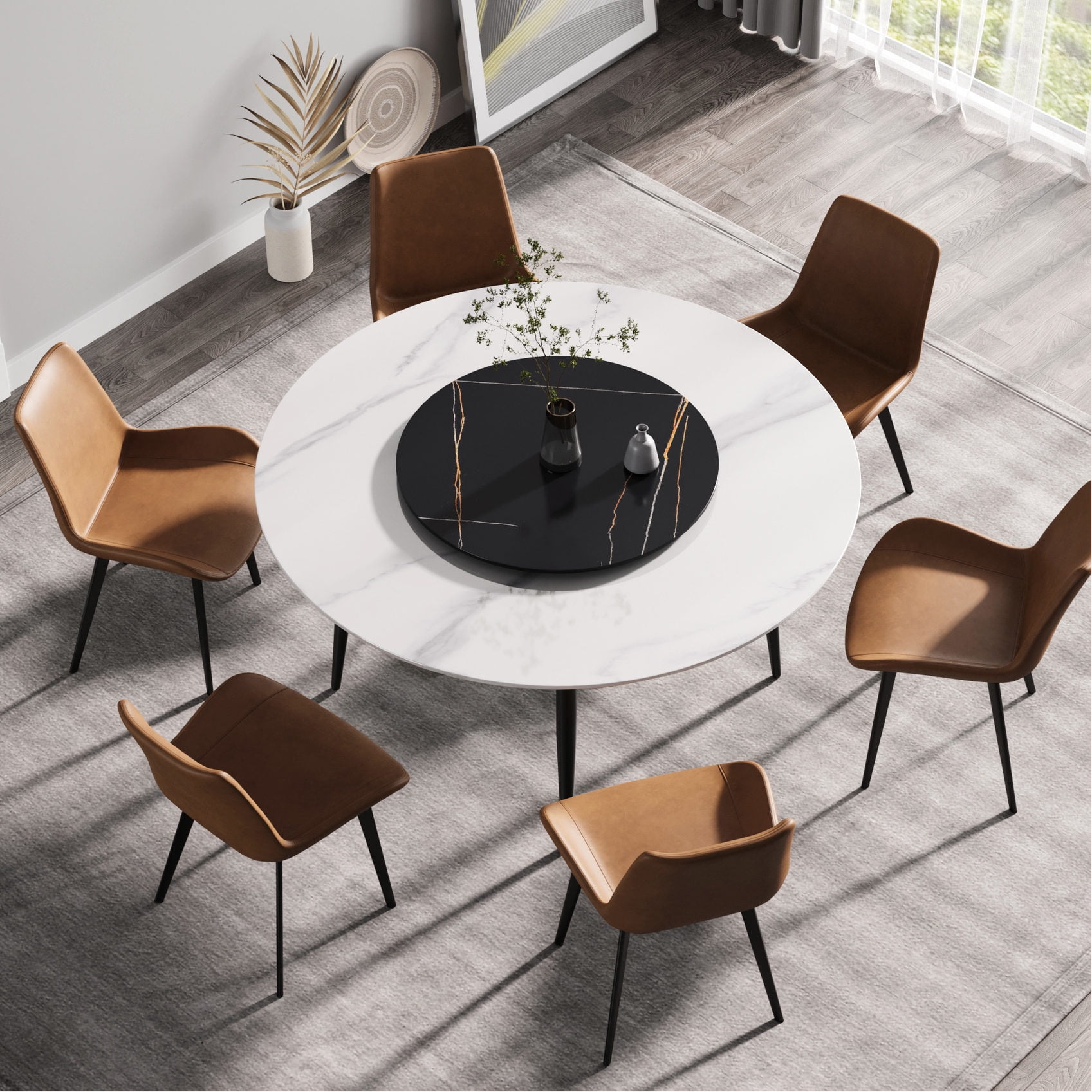 Black Metal - Based Round Table | Rotating Disk for Family Dining ...