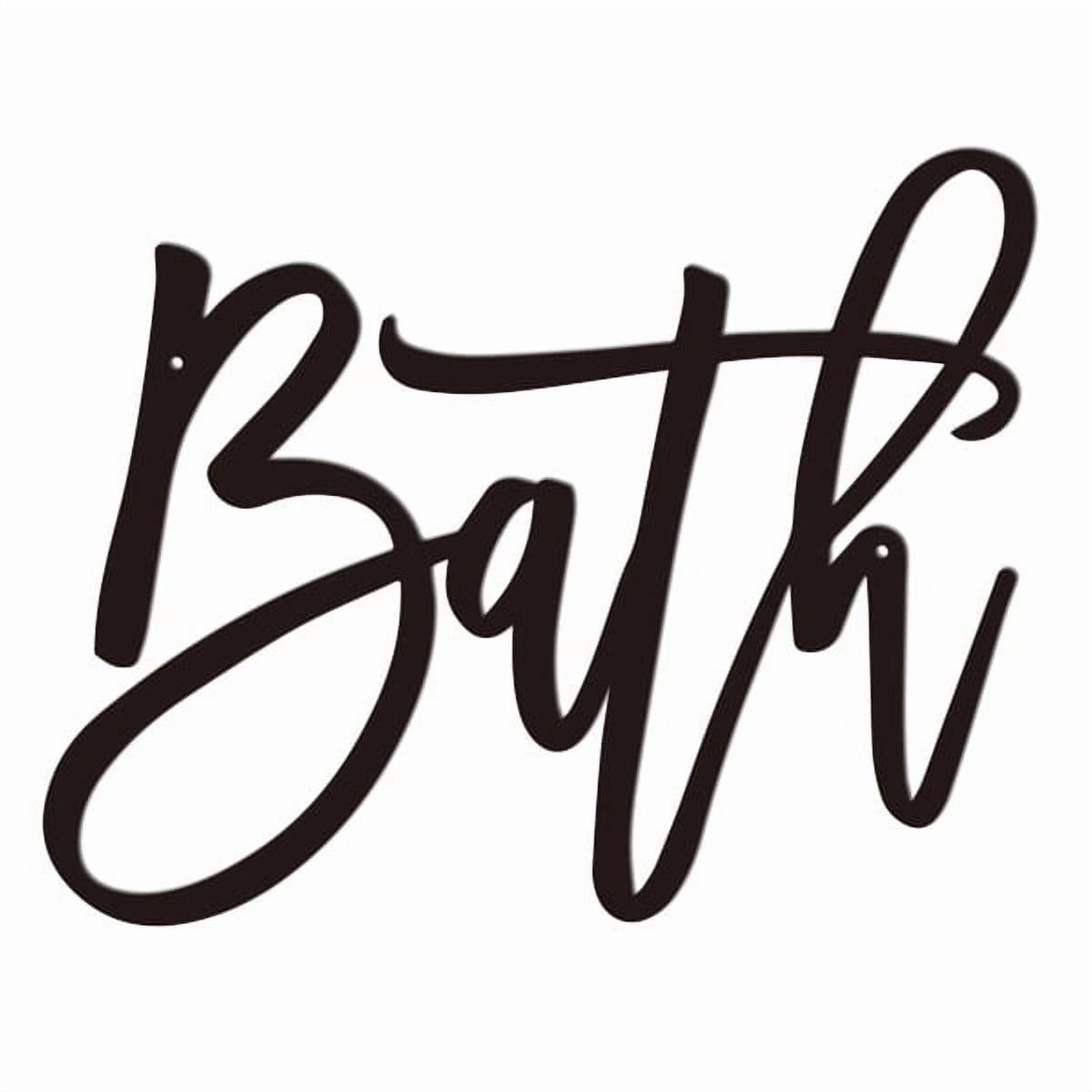 Black Metal Bath Word Wall Decor – Script Letter Wall Hanging for ...