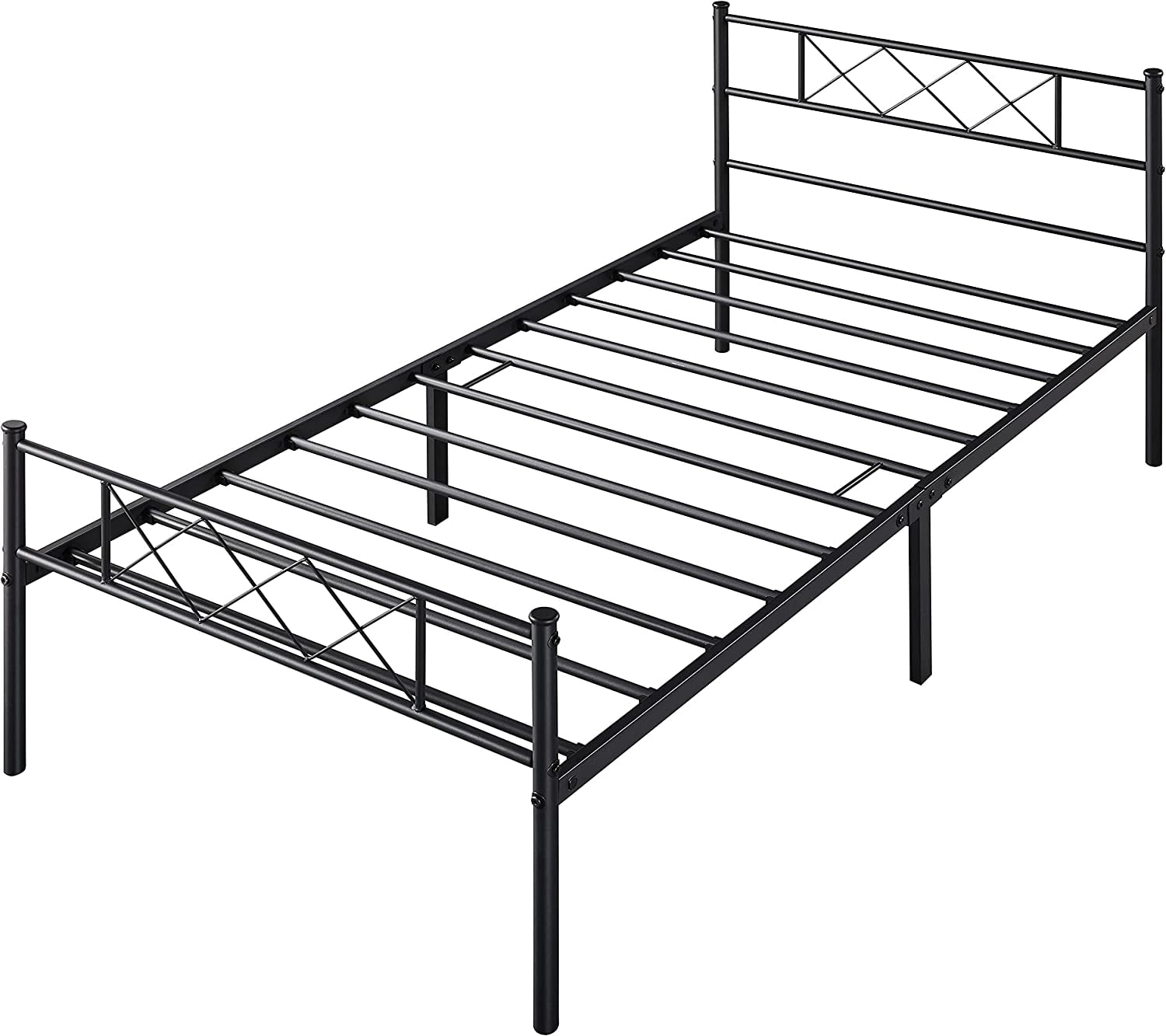 Black Metal Bed Frame with Headboard Mattress Foundation/Platform Bed ...
