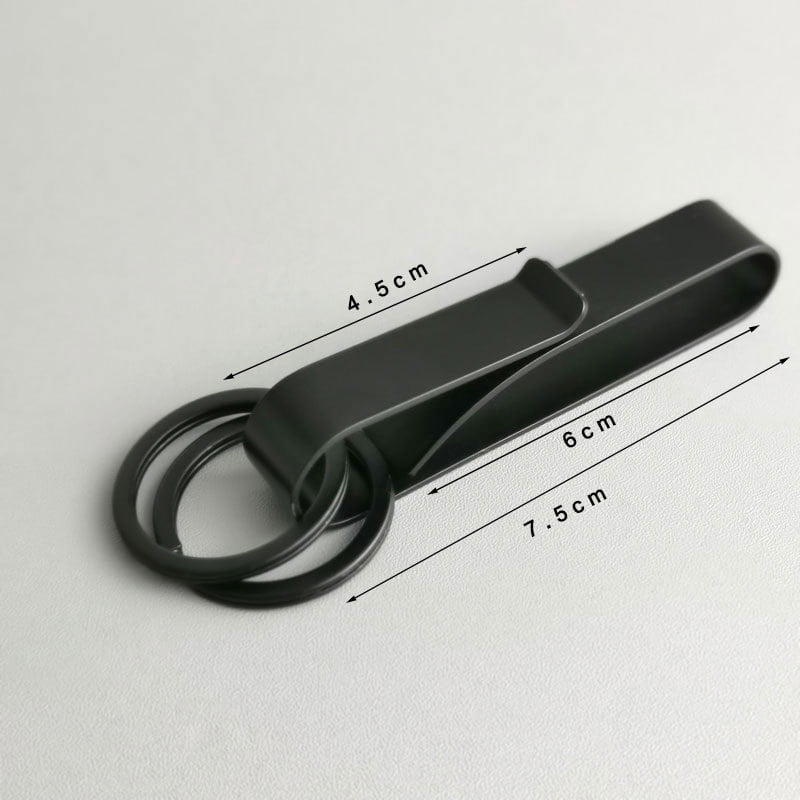 Black Metal Belt Key Clip with 2 Key Rings, Heavy Duty-One-piece simple ...