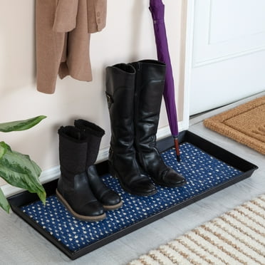 Black Metal Boot Tray with Tan & Khaki Coir Insert - Walmart.com