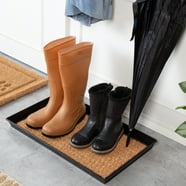 Black Metal Boot Tray with Black & Ivory Diamond Coir Insert - Walmart.com