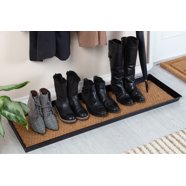 Natural & Recycled Rubber Boot Tray with Tan & Black Chevron Coir ...