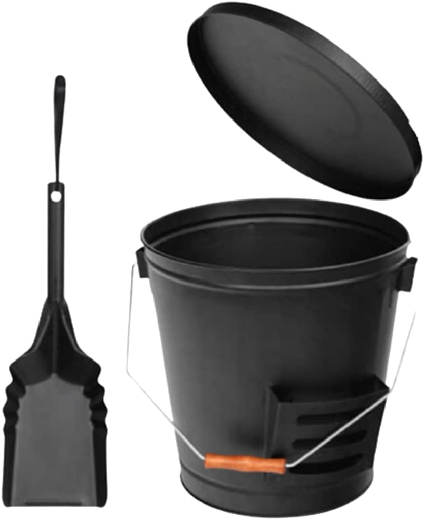 Black Metal Bucket with Shovel Lid Cover Fire Pits - Walmart.com