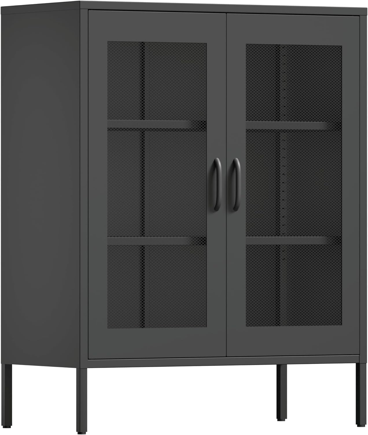 Black Metal Cabinet,Metal Locker Storage Cabinet with Mesh Doors and ...