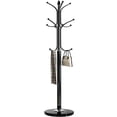 Black Metal Coat & Hat Rack with Marble Base, Free Standing Hall Tree ...