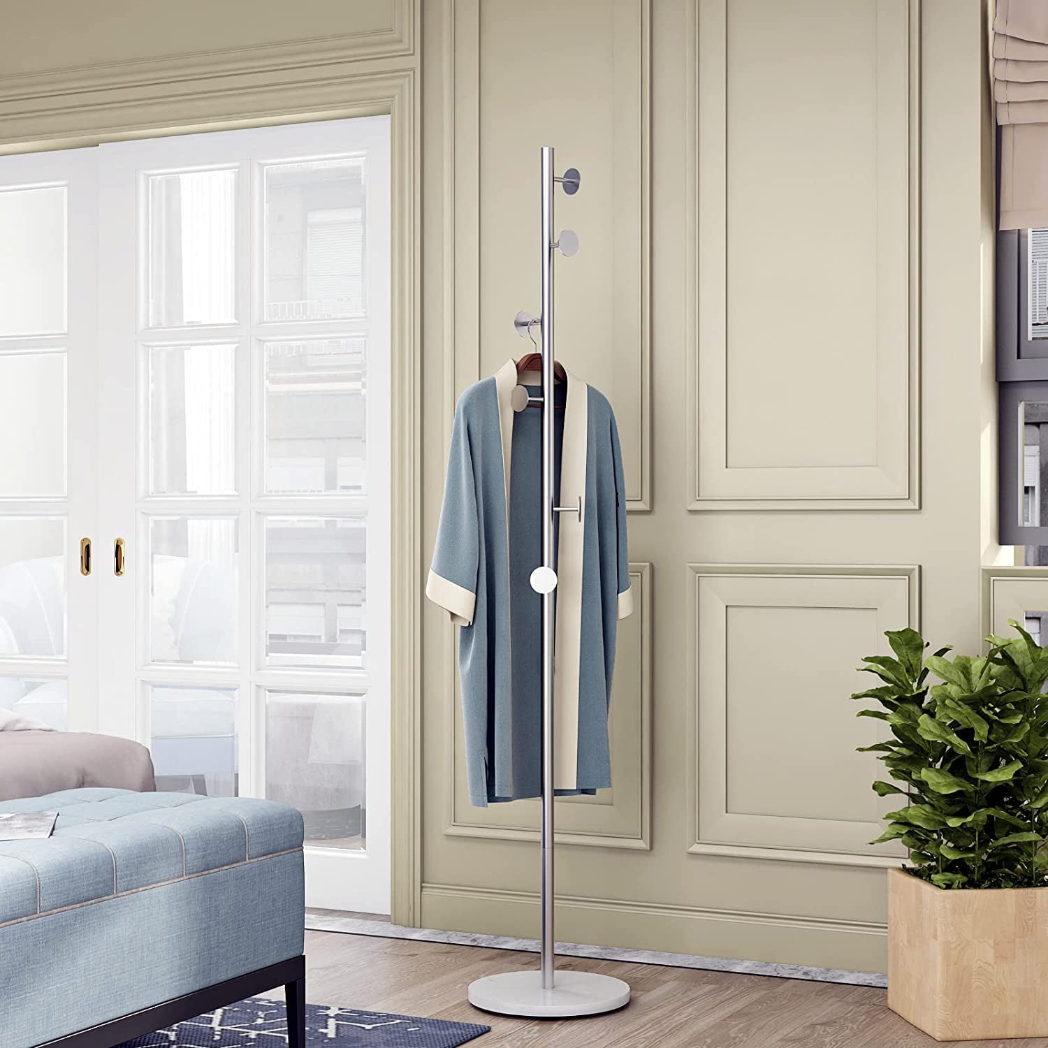 Black Metal Coat Rack, Freestanding with Hooks, Entryway Coat Rack ...