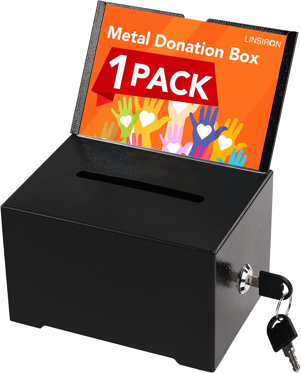 Black Metal Donation Box with Lock,raffle ticket box donation boxes for ...