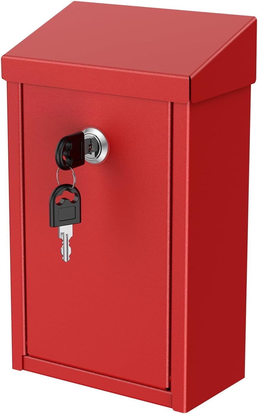 Black Metal Donation Box Wall Mounted Mailbox with Top Slot, Collection ...
