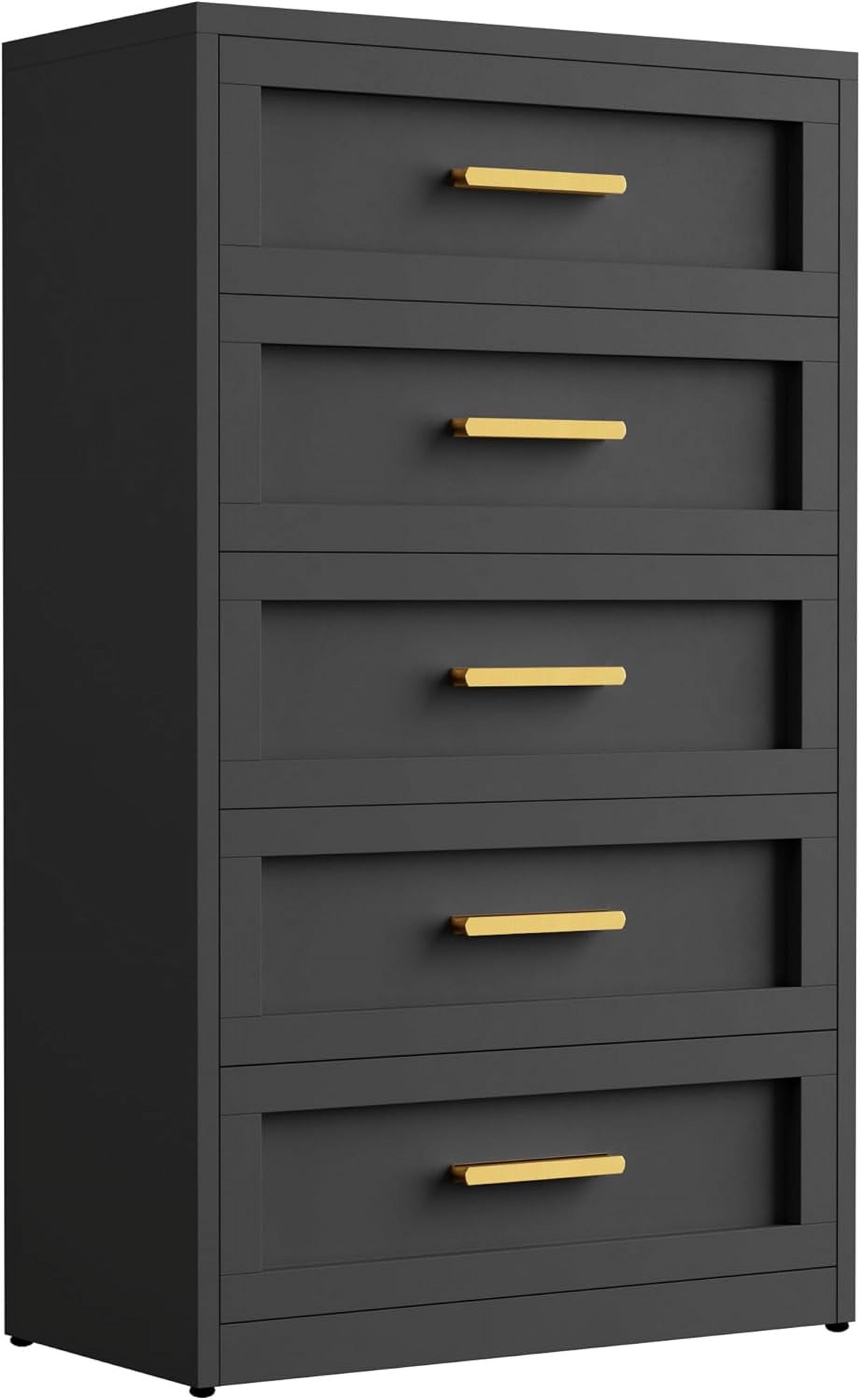 Black Metal Dresser with 5 Drawer, Tall Dressers for Bedroom, 48" Tall Modern Chest of Drawers ...