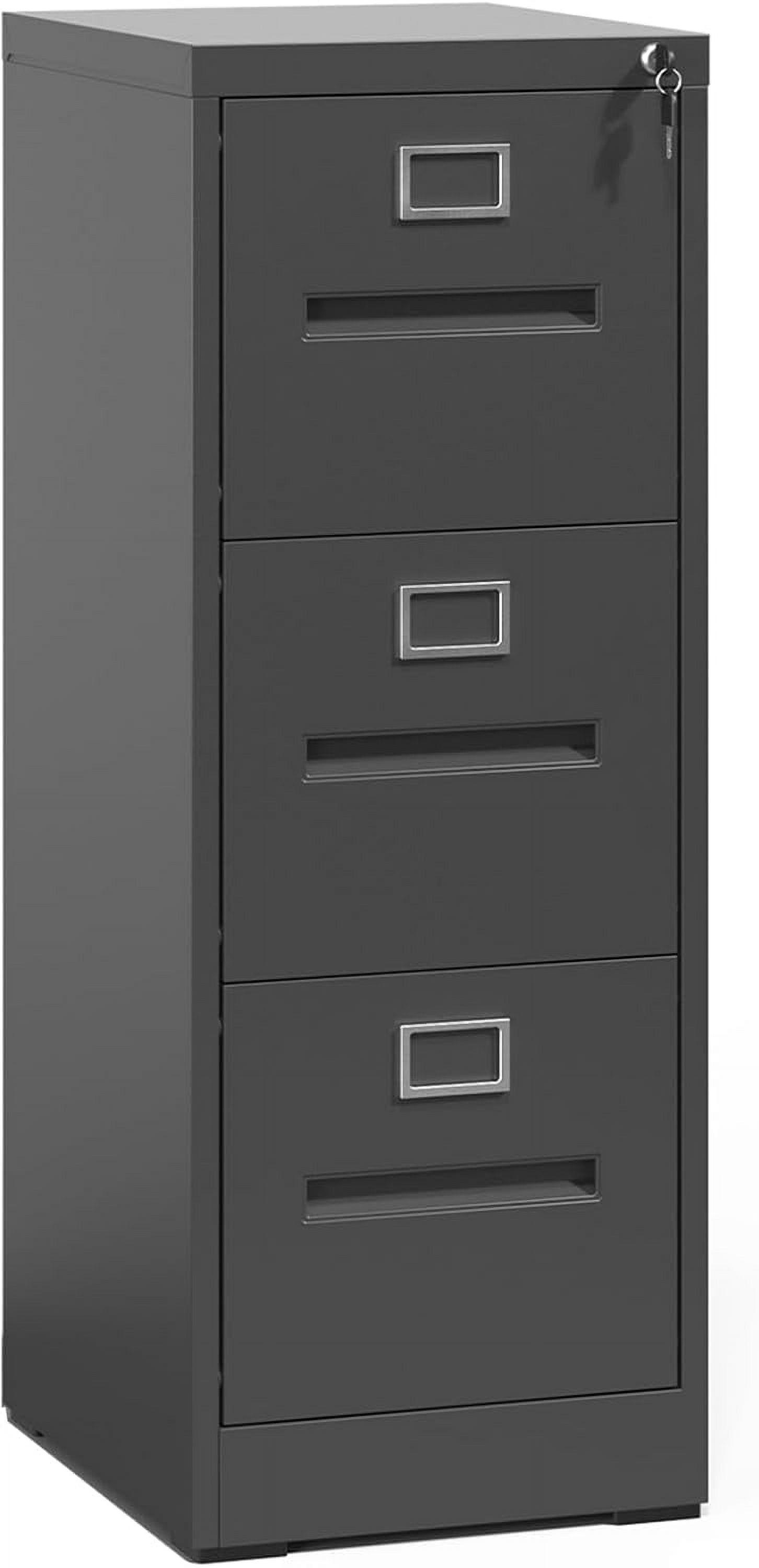 Black Metal File Cabinet with 3 Drawer,Vertical File Cabinet with Lock ...