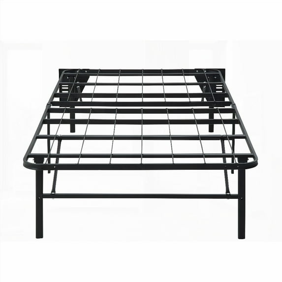 Black Metal Foldable Bed Frame in Twin Size, 14"H High Profile Design ...