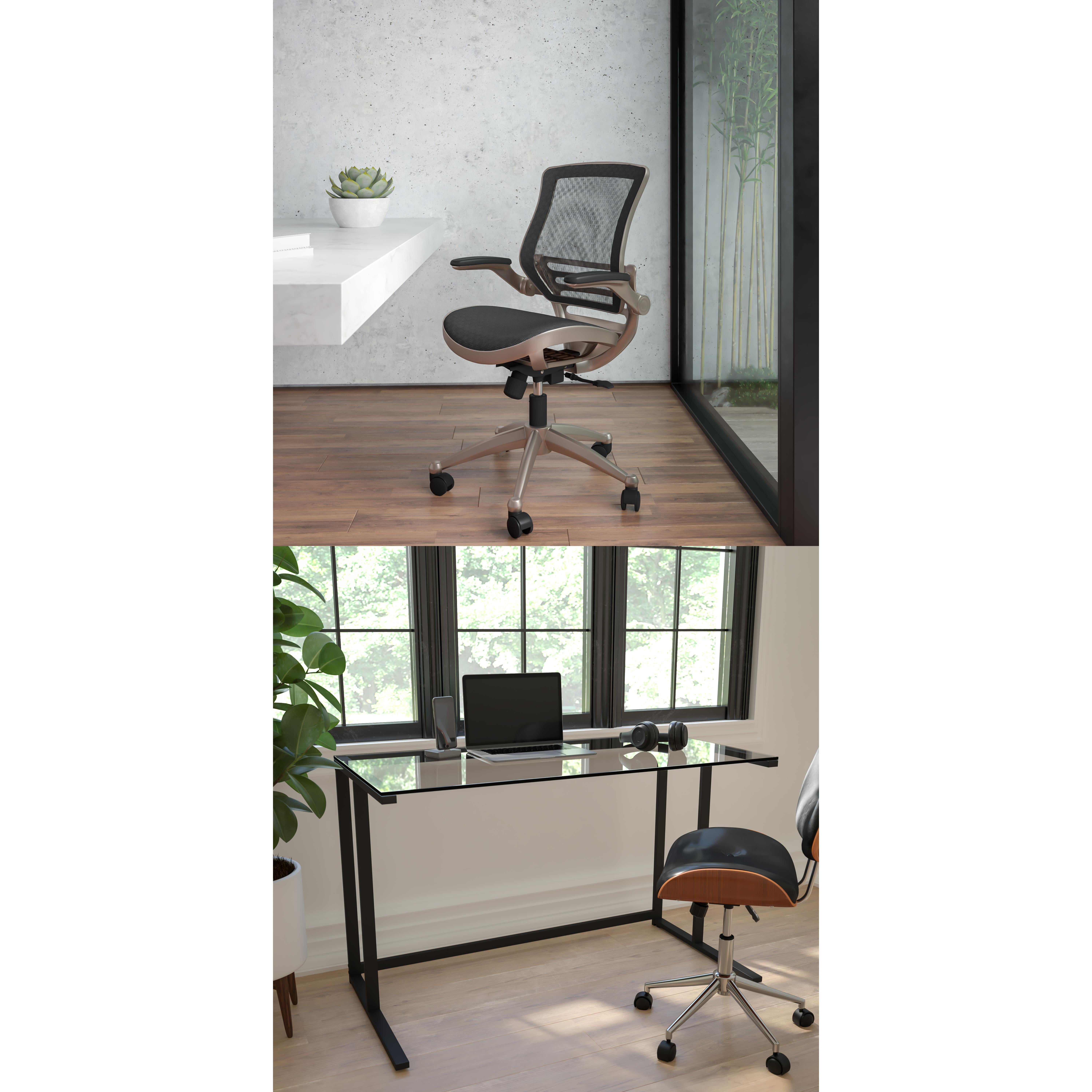 Free Shipping! Flash Furniture Black Metal Frame Glass Top Desk with ...