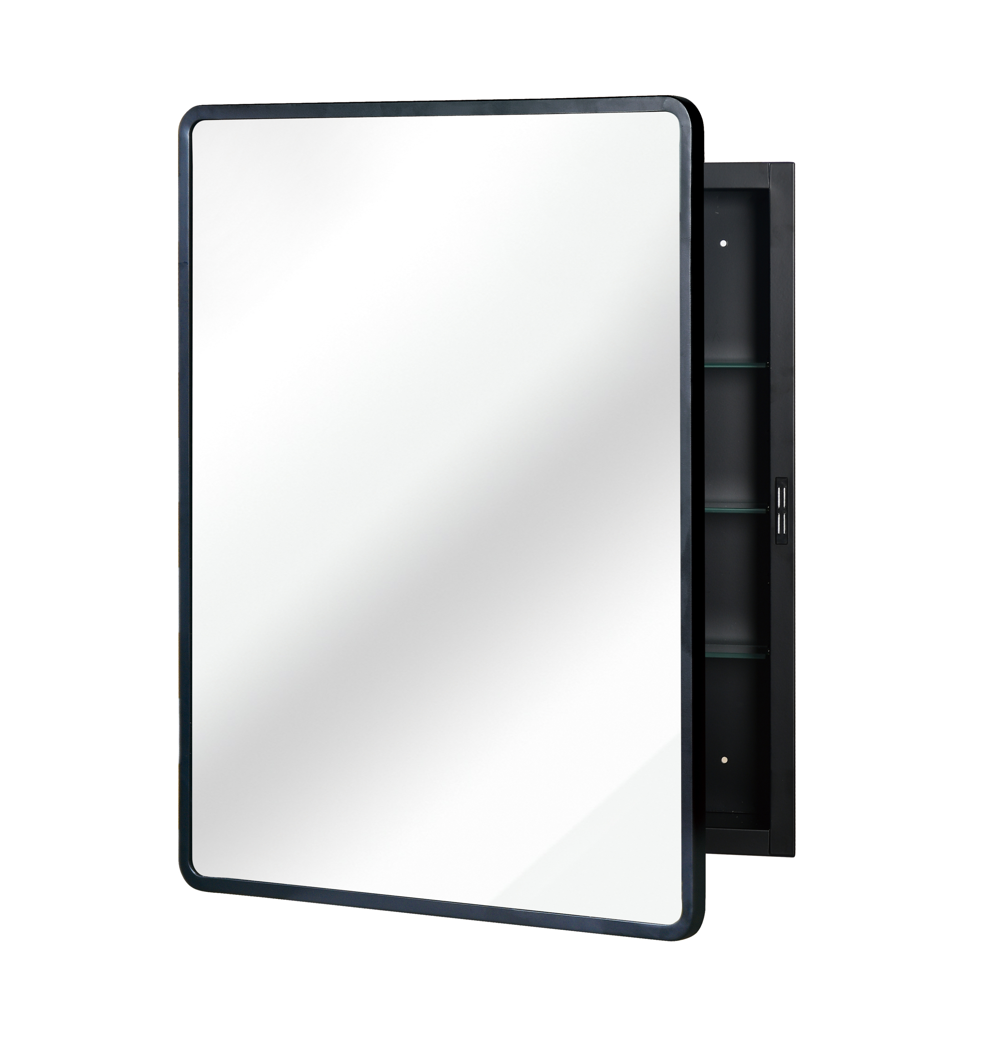 Black Metal Framed Mirror Cabinet 24x30 inch - Wall Mount or Recessed ...