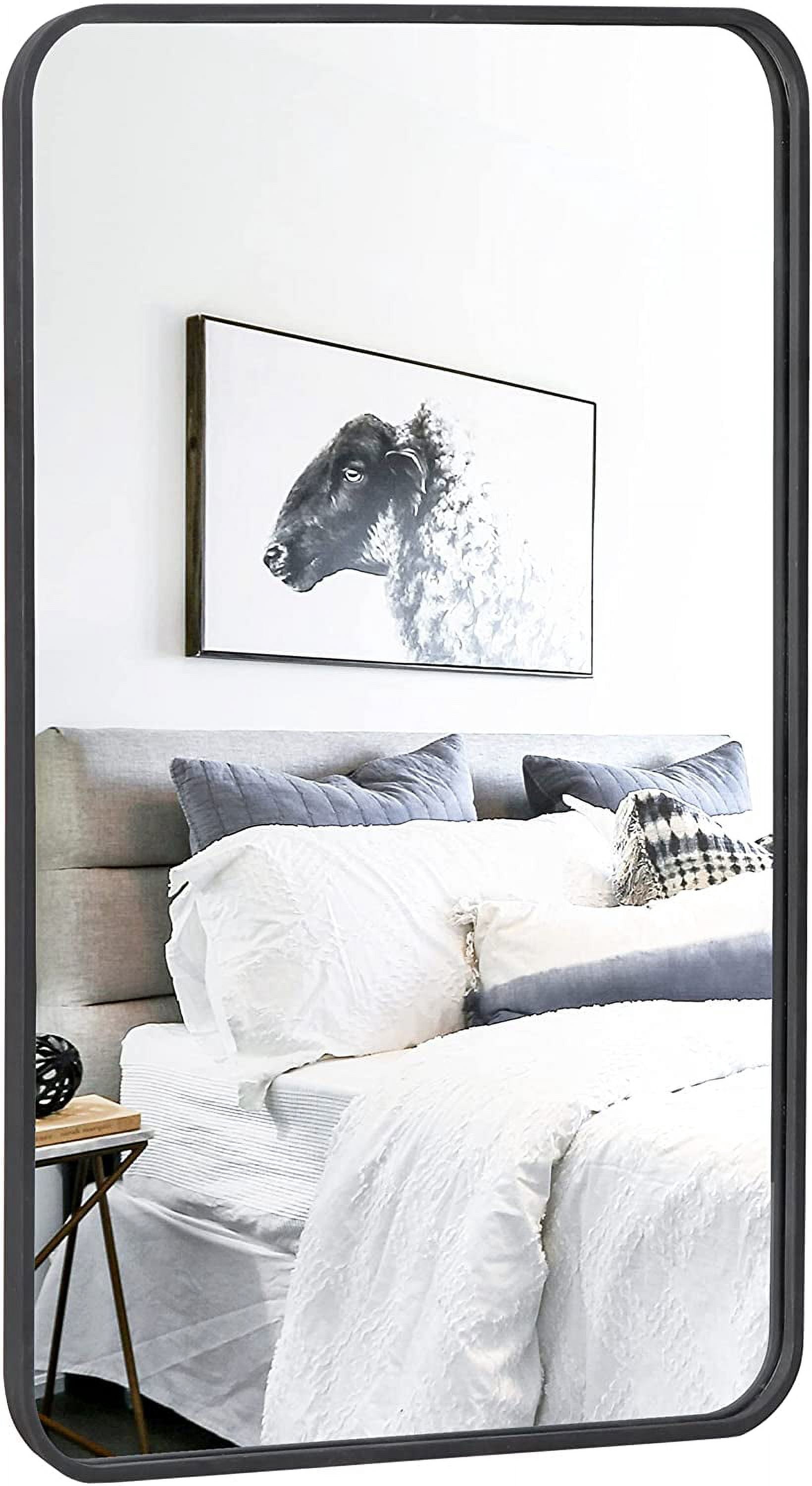 Black Metal Framed Rectangular Wall Mirror 24" x 36" Bathroom Mirror ...