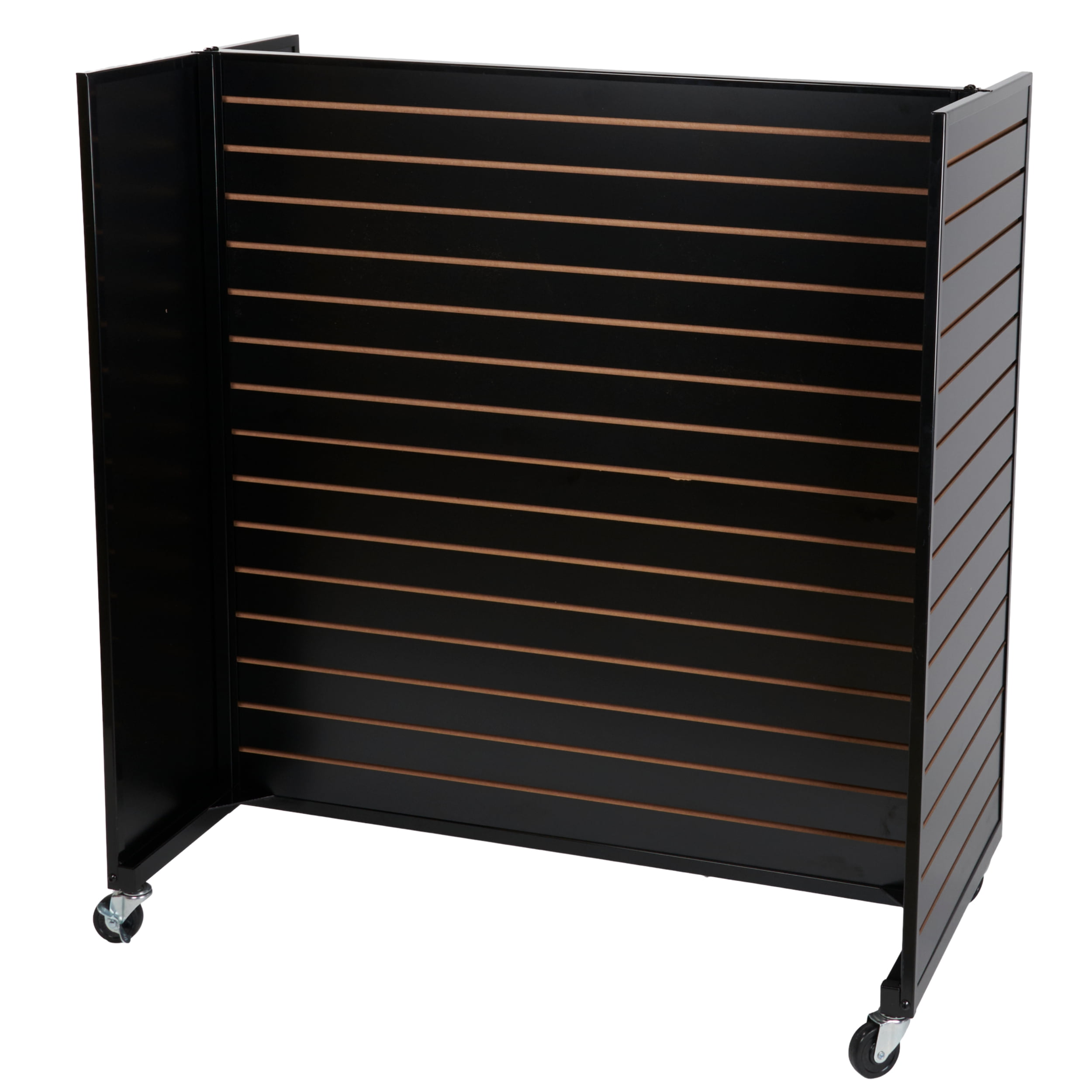 SSWBasics Black Metal Framed Rolling Slatwall Gondolas without Shelves ...