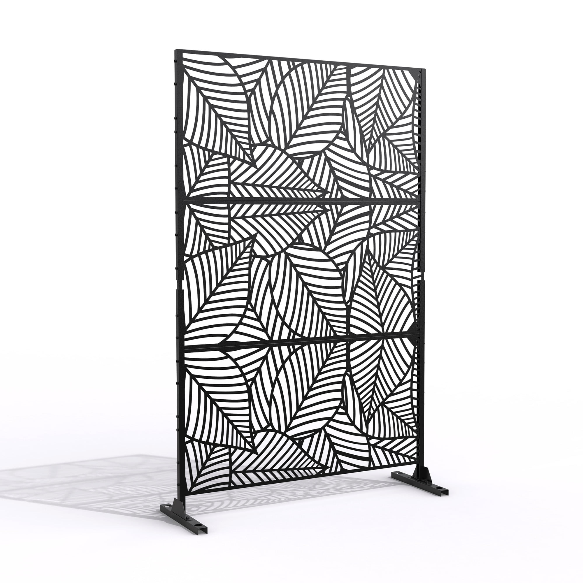 Black Metal Free Standing Outdoor Privacy Screen for Patio Garden 01 ...
