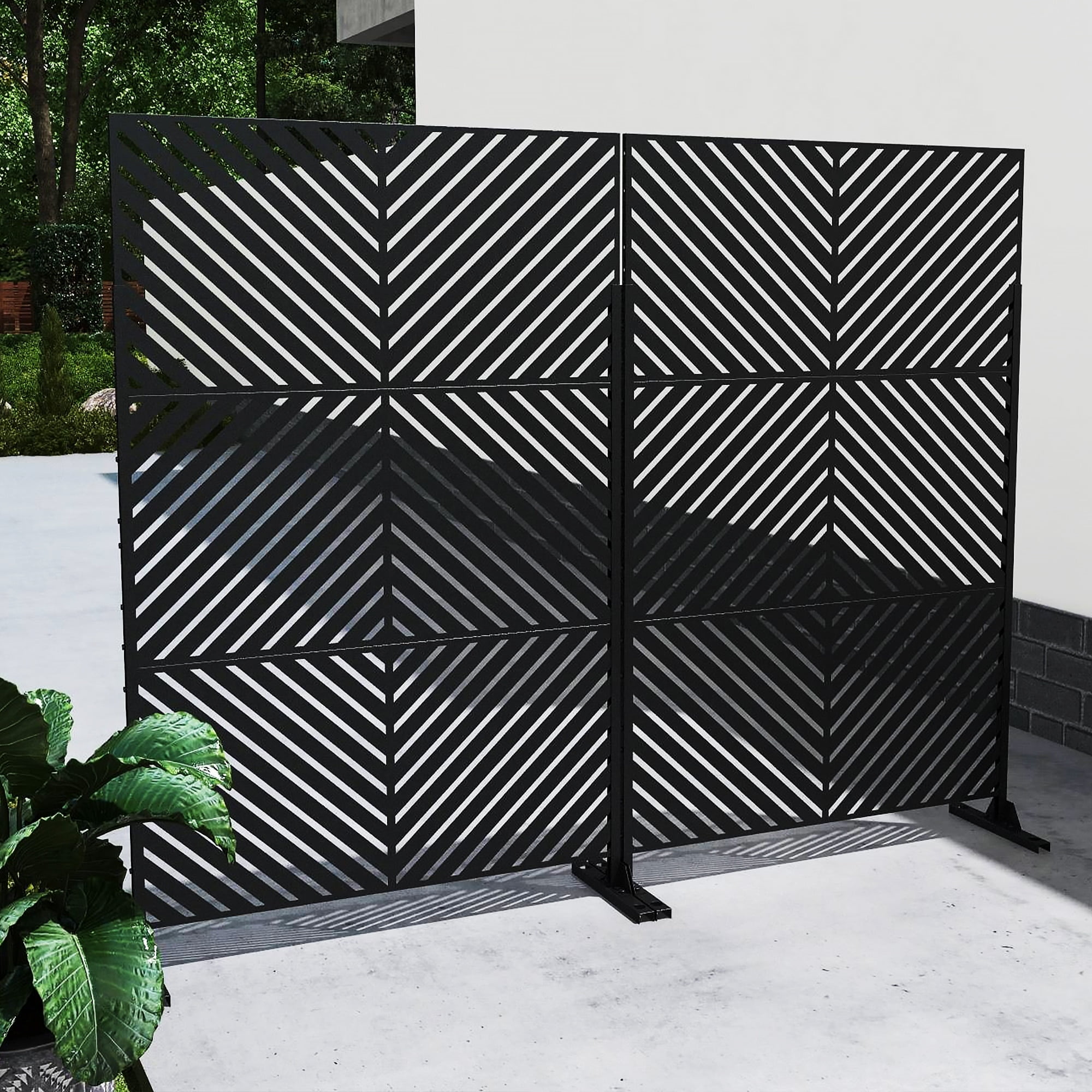 Black Metal Free Standing Outdoor Privacy Screen for Patio Garden 06 ...