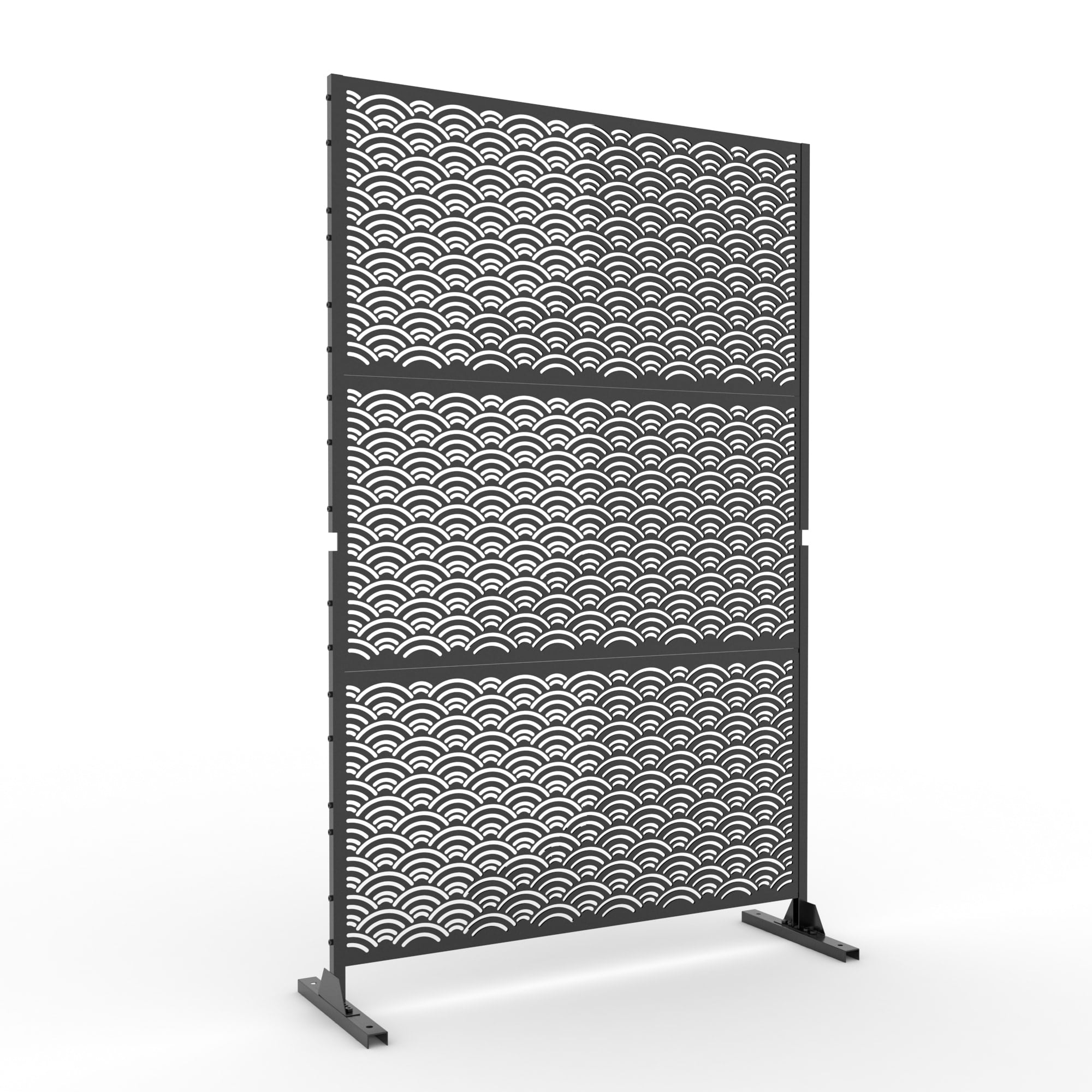 Black Metal Free Standing Outdoor Privacy Screen for Patio Garden 09 ...
