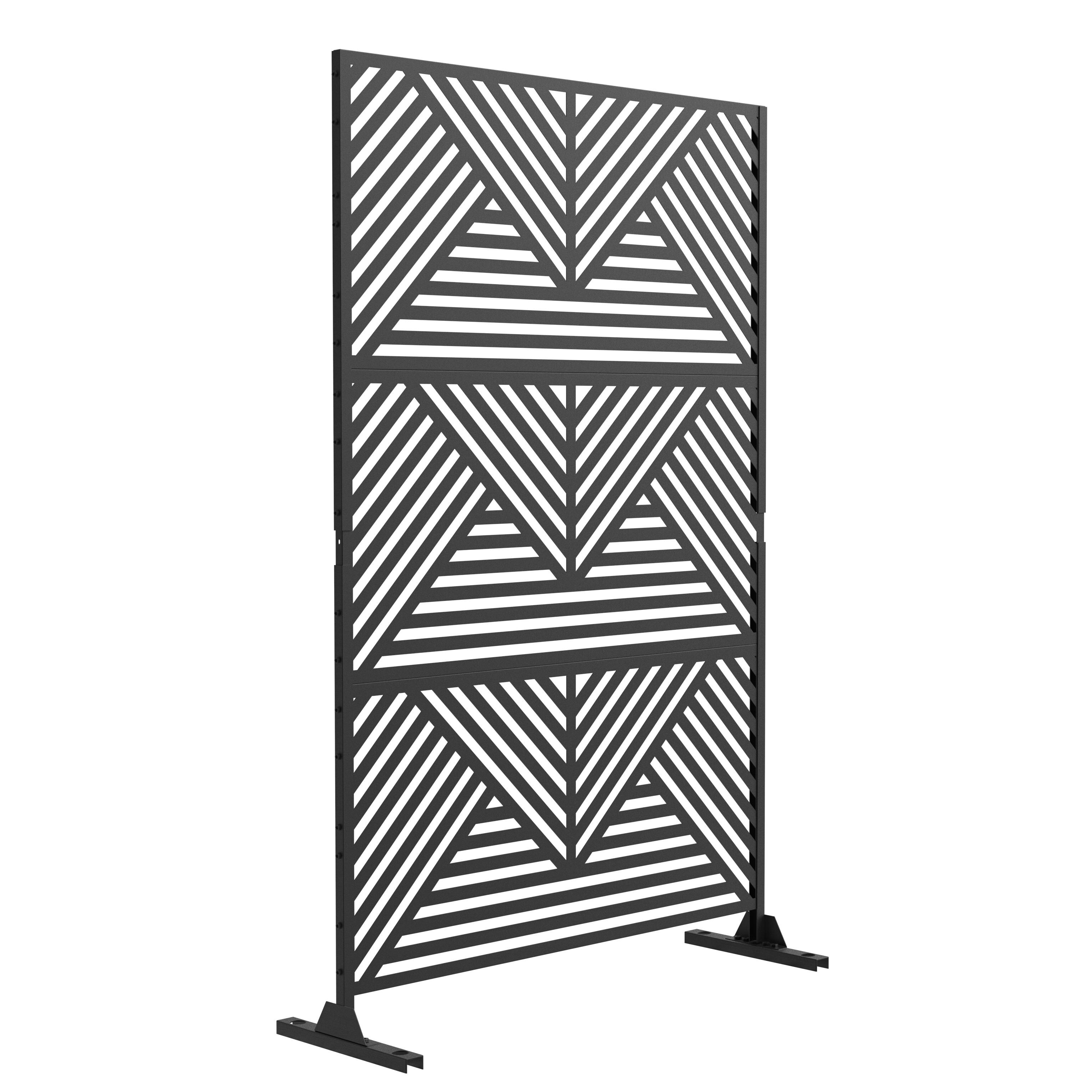 Black Metal Free Standing Outdoor Privacy Screen for Patio Garden 12 ...