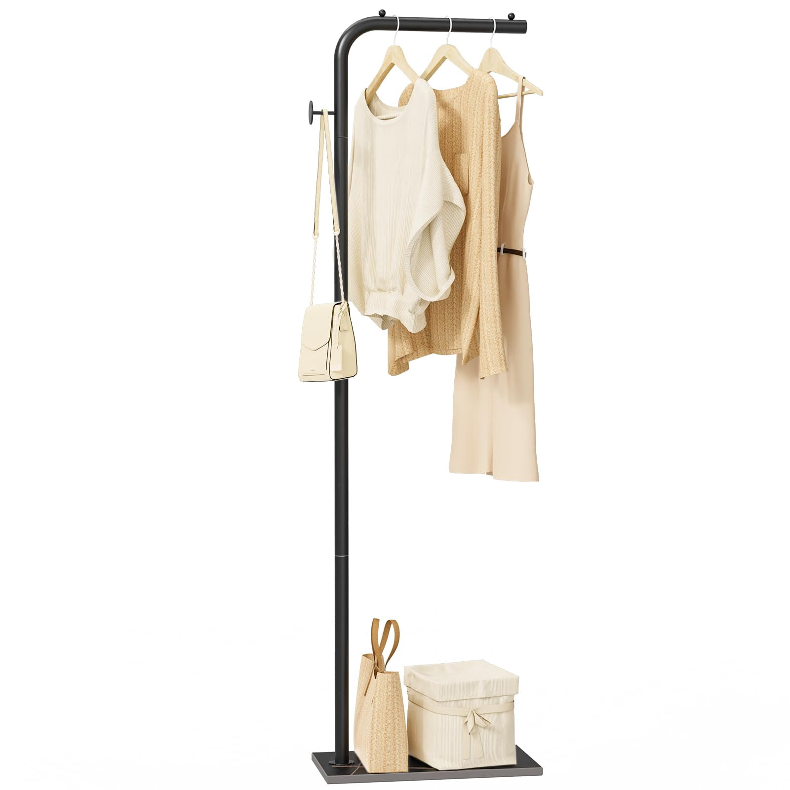Black Metal Freestanding Coat Rack With Hook For Bedroom, Entrance And ...
